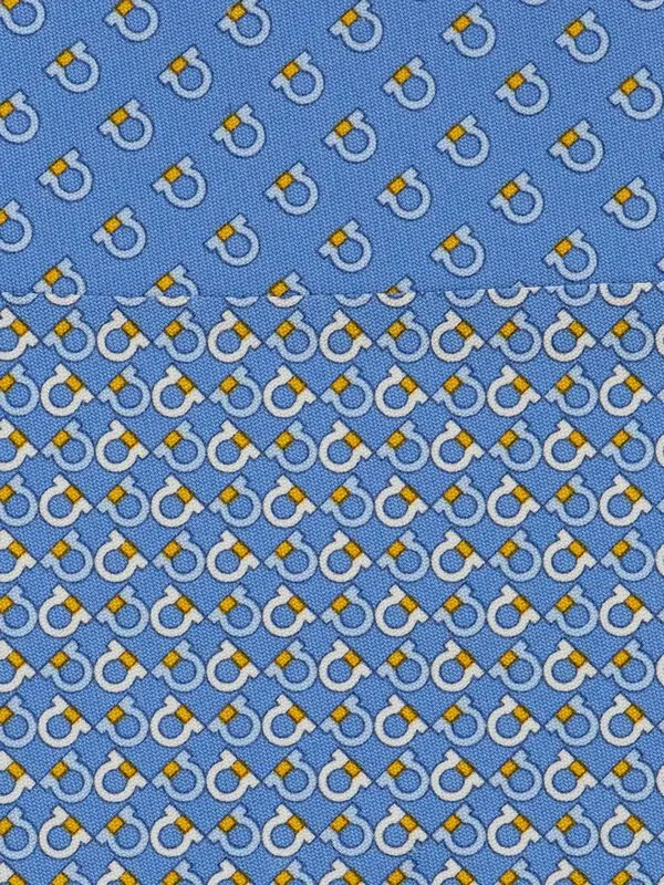 FERRAGAMO Square Gancini Print Silk Tie