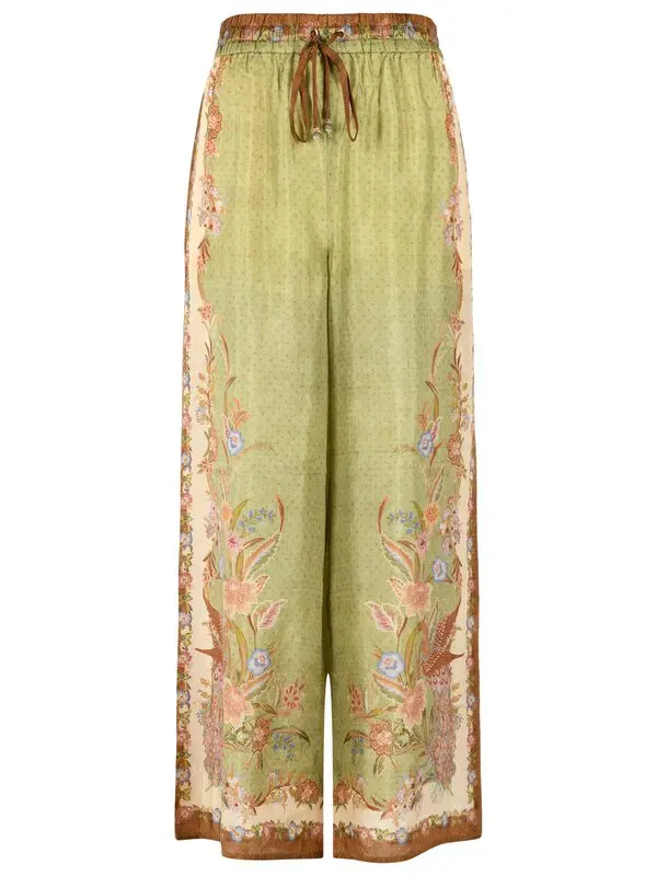 Zimmermann Indra Khaki Silk Pants - Green