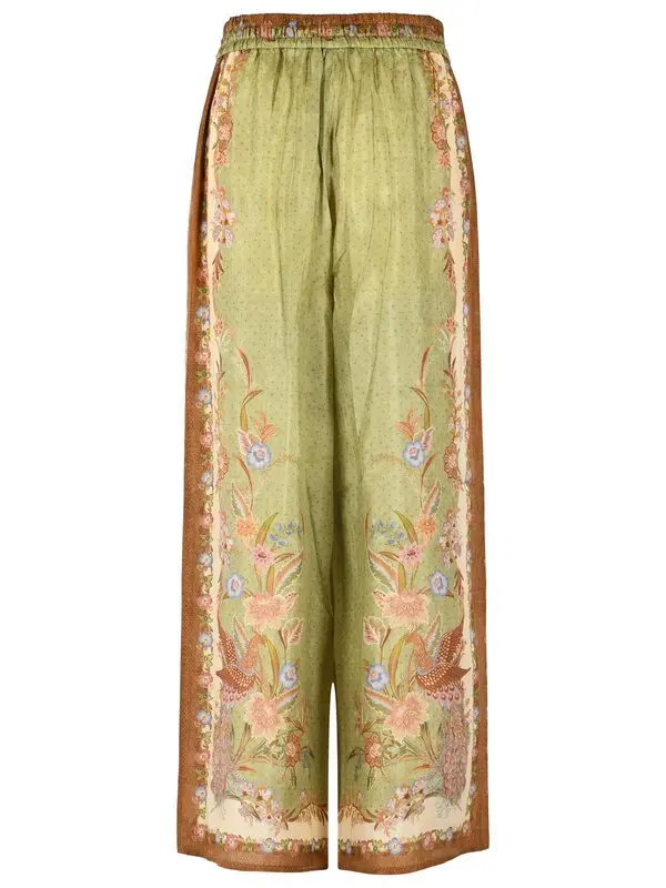 Zimmermann Indra Khaki Silk Pants - Green
