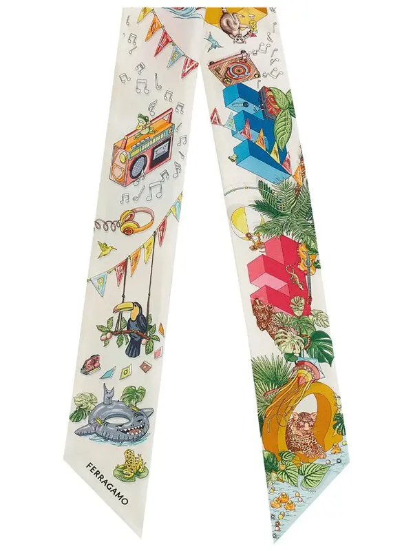 FERRAGAMO Jungle Party Print Silk Mini Bandeau - White