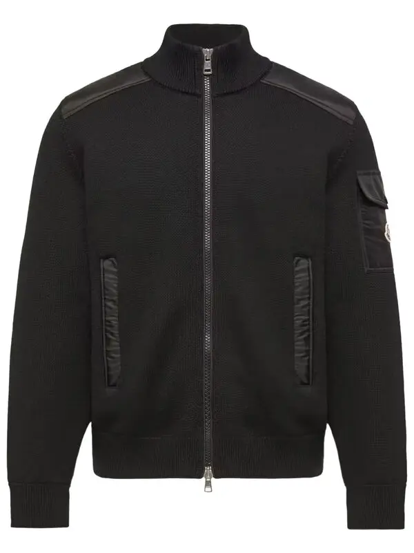 Moncler Padded Wool Zip-up Cardigan - Black