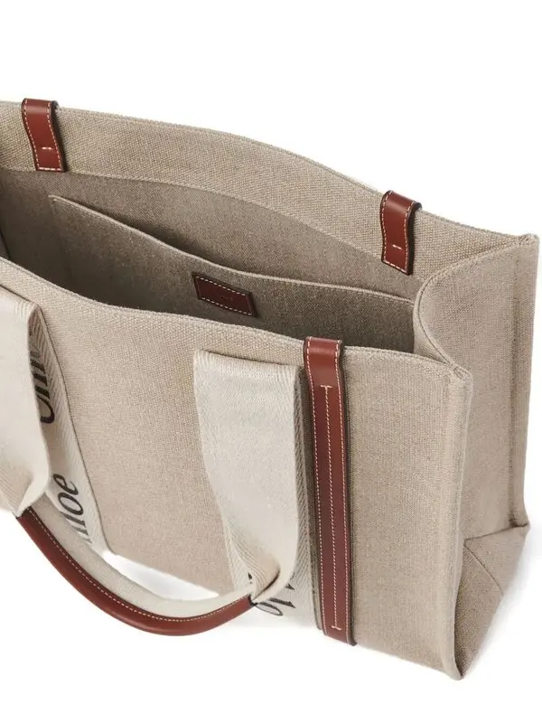 Chloé Woody Tote Bag In Linen