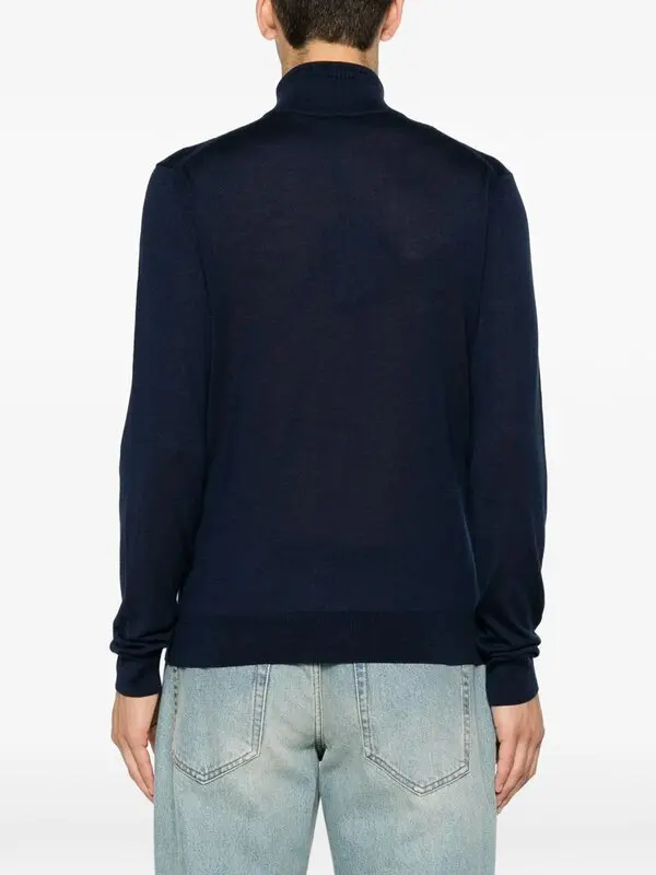 Etro Fuji Knitted Quarter Zip Jumper - Blue