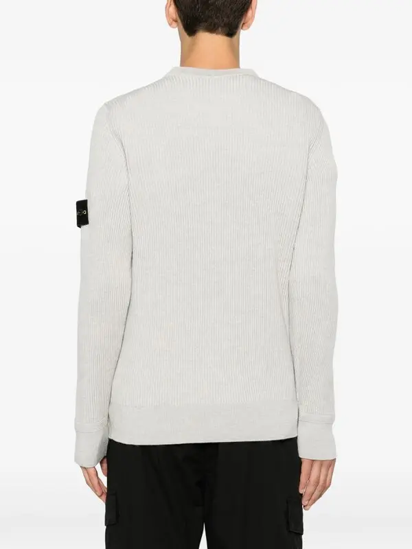 Stone Island Crewneck Sweater With Ribbed Trims - Multicolor