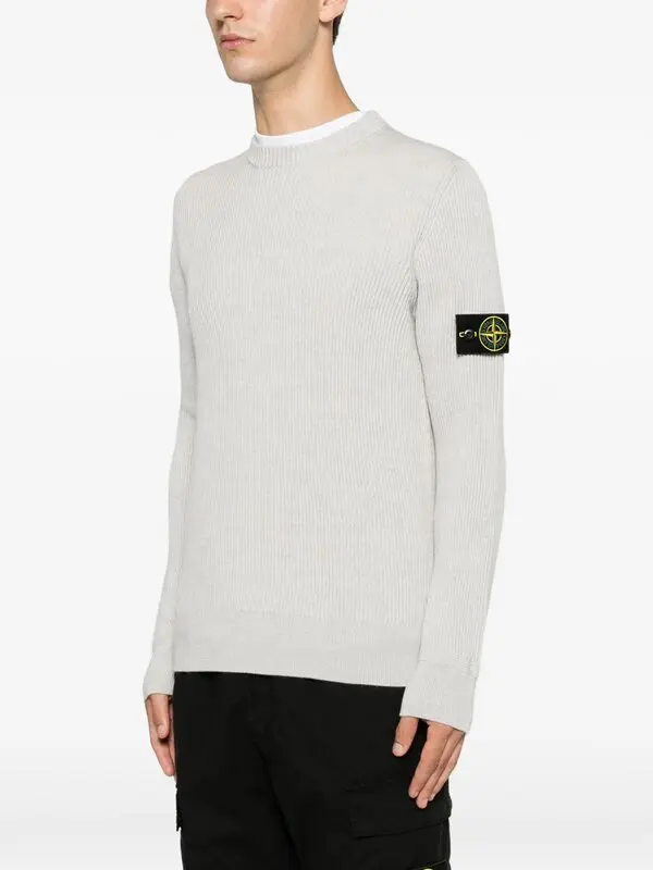 Stone Island Crewneck Sweater With Ribbed Trims - Multicolor