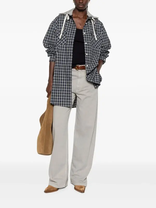Miu Miu Check-pattern Hooded Shirt