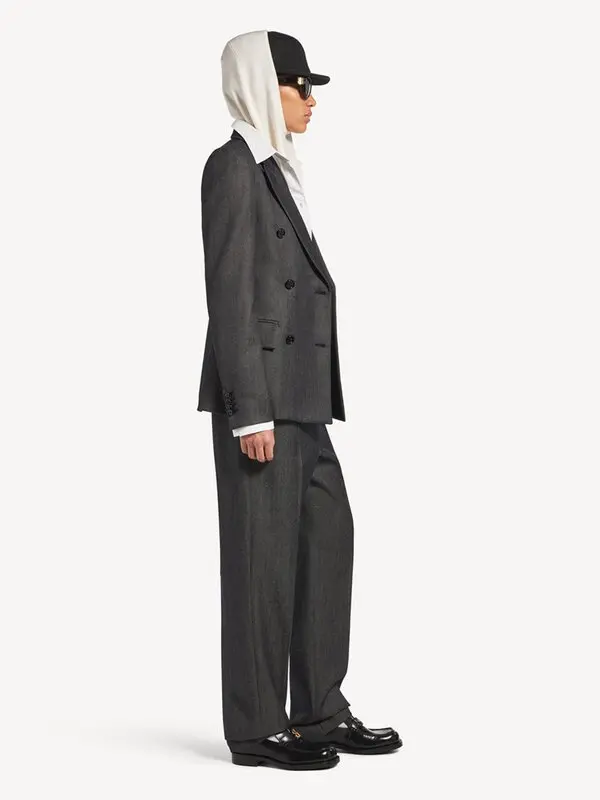 Balenciaga Double-breasted Tailored Jacket In Wool Twill In Denim Look