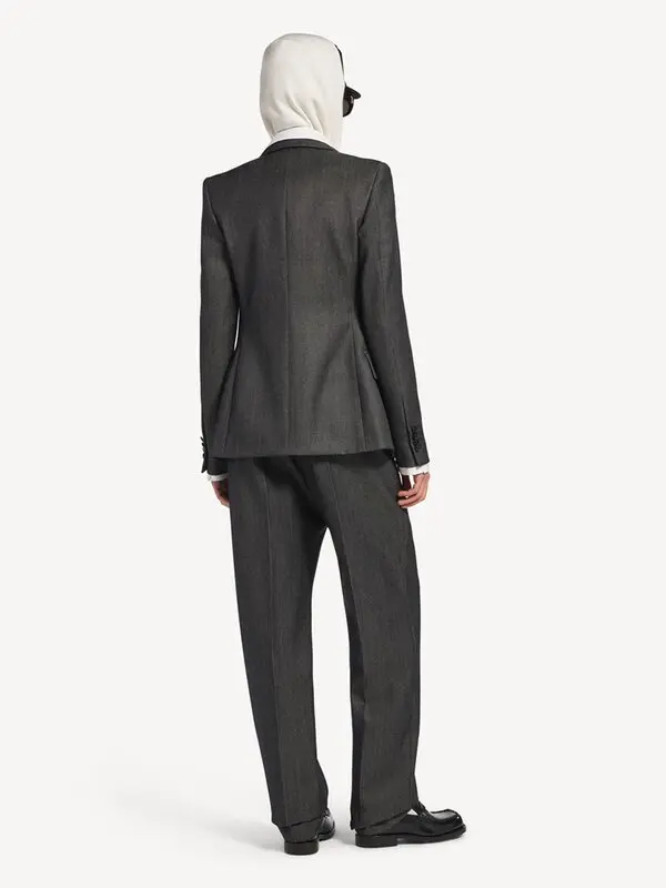 Balenciaga Double-breasted Tailored Jacket In Wool Twill In Denim Look