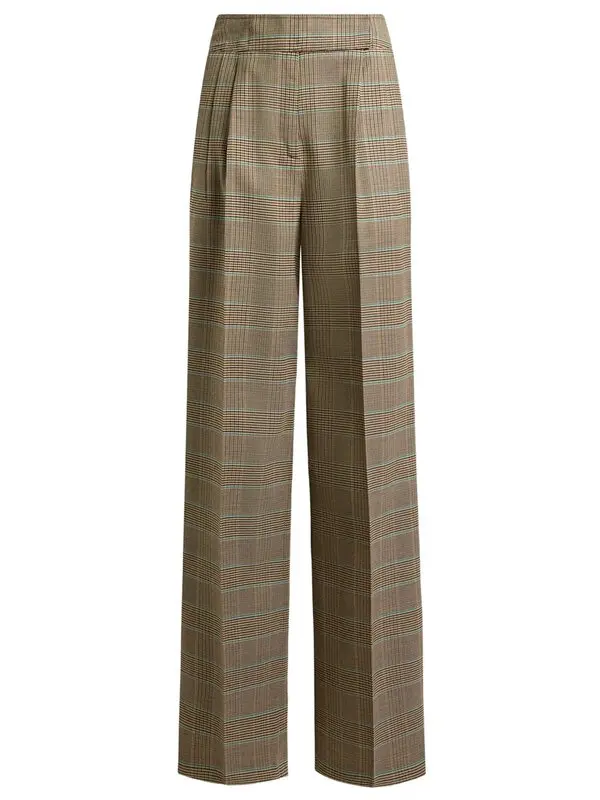 Etro Pantaloni In Lana Stretch Con Motivo Principe Di Galles - Brown