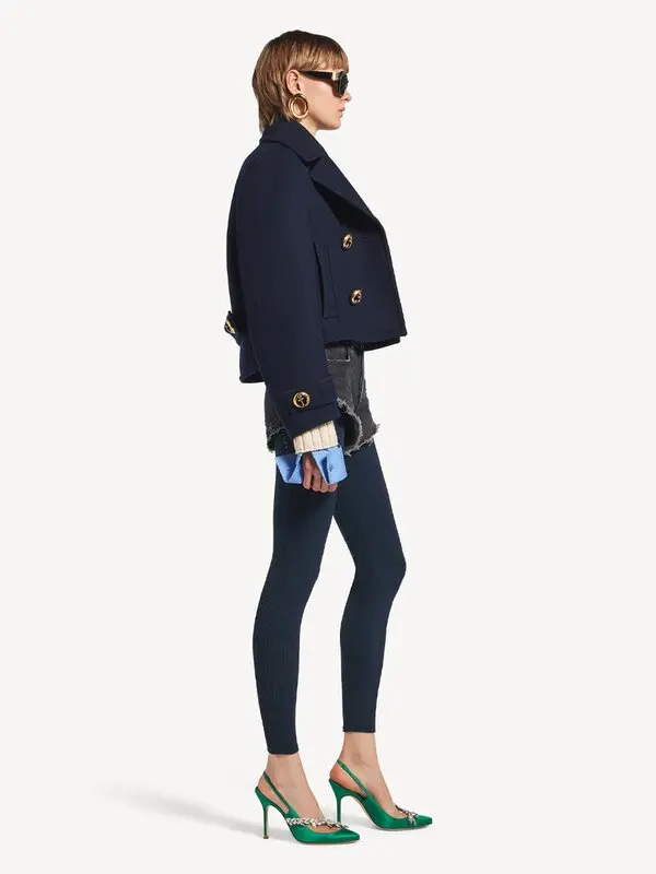 Balenciaga Cropped Peacoat In Textured Wool