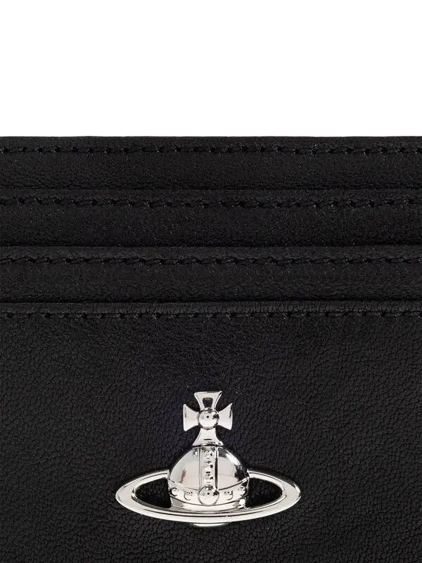 VIVIENNE WESTWOOD Flat Card Holder In Washed-look Leather