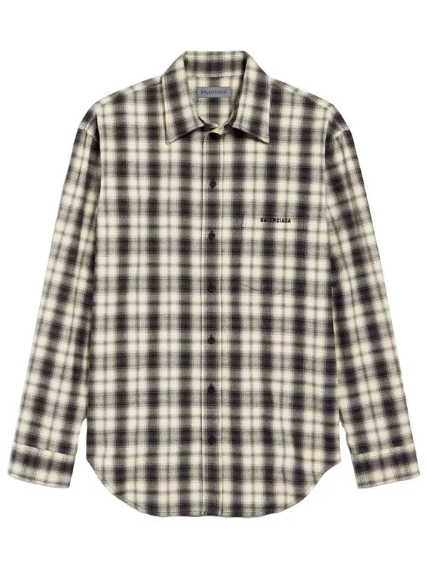 Balenciaga Regular Fit Shirt In Check Cotton Flannel