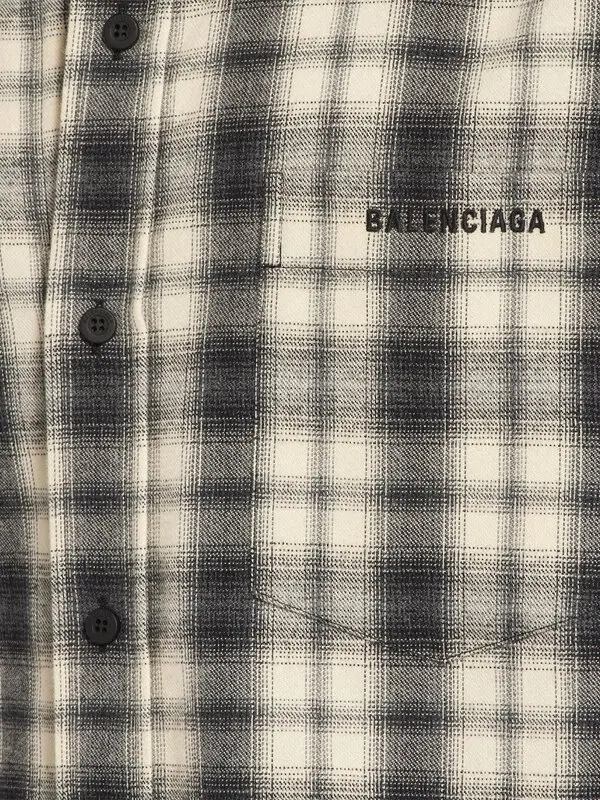 Balenciaga Regular Fit Shirt In Check Cotton Flannel
