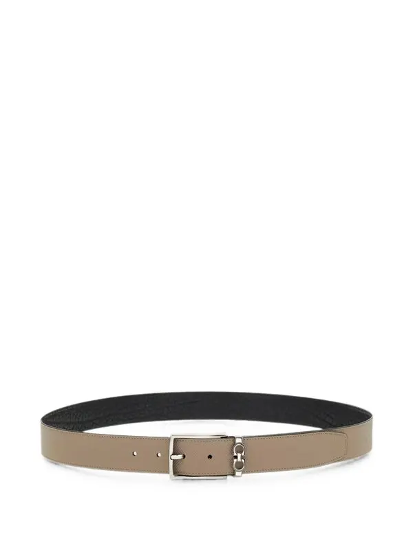 FERRAGAMO Reversible And Adjustable Belt With Rectangular Buckle - Brown