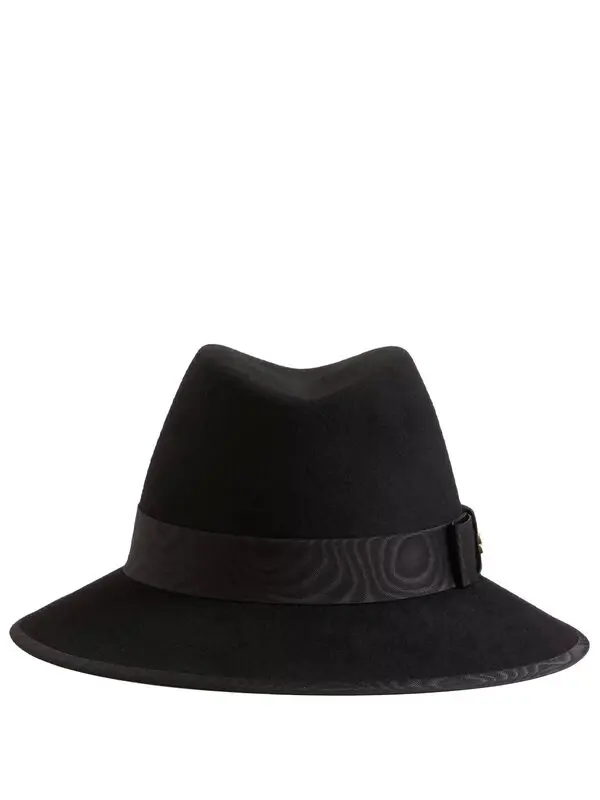 Valentino Garavani Vlogo Signature Felt Hat With Moiré Ribbon - Black