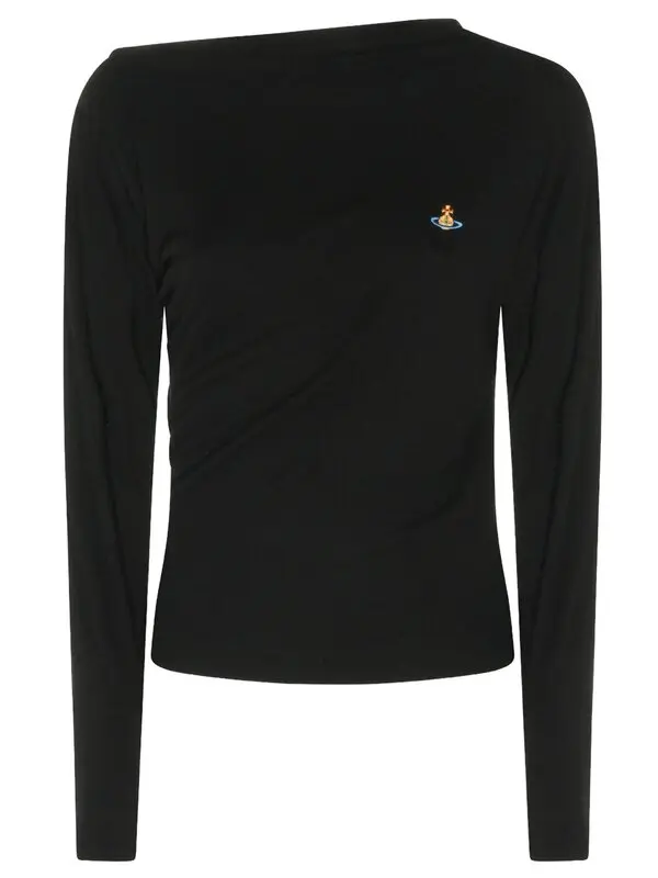 VIVIENNE WESTWOOD Long Sleeve Hebo Top With Embroidered Orb - Black