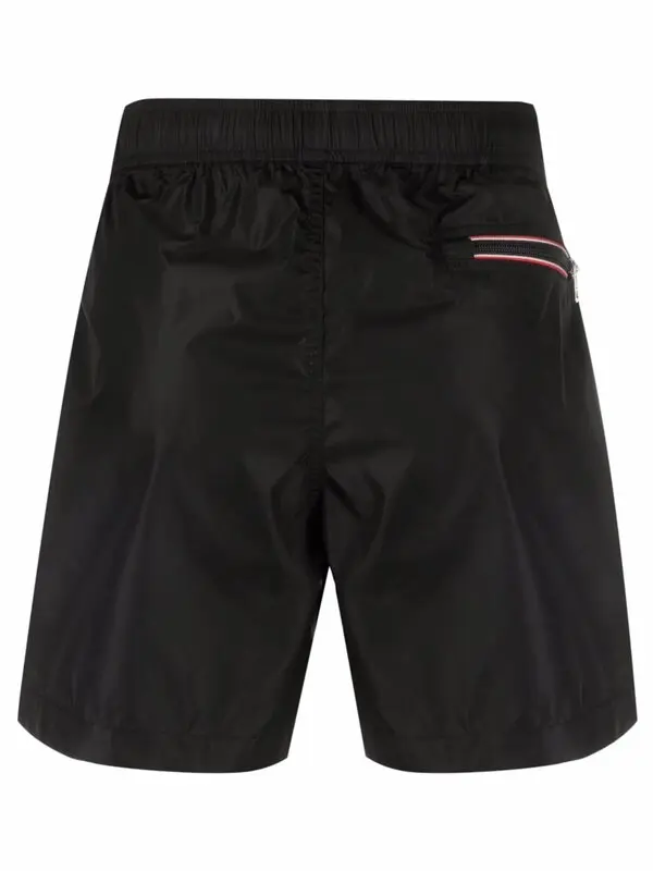 Moncler Technical Nylon Logo Patch Swim Shorts - Black