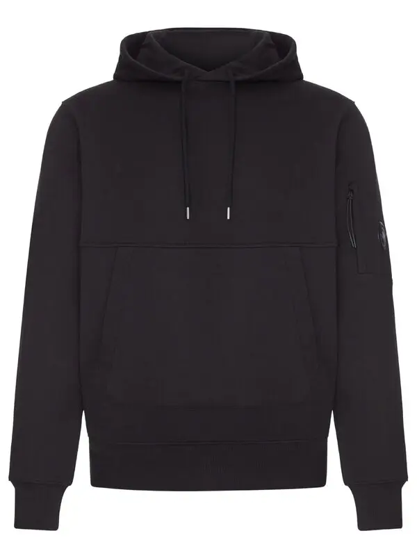 C.P. COMPANY Diagonal Raised Fleece Hooded Lens Sweatshirt - Black