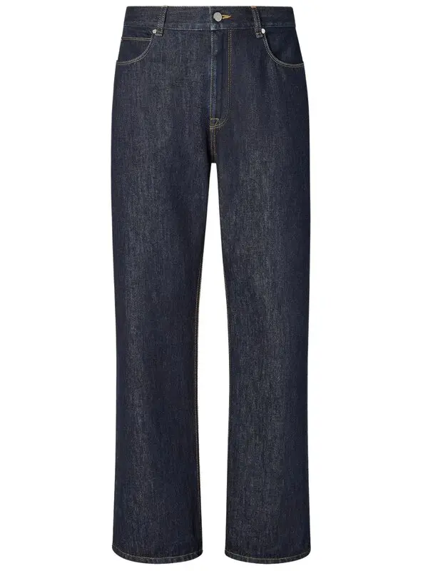 Fendi Straight-fit High-waist Cotton Denim Jeans - Navy