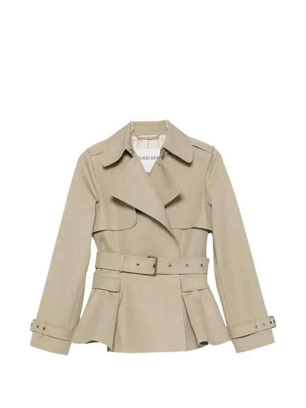 Burberry Cotton Trench-style Coat With Viscose Sleeve Lining - Beige