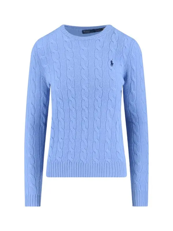 Polo Ralph Lauren Cashmere Wool Cable Knit Sweater - Light Blue