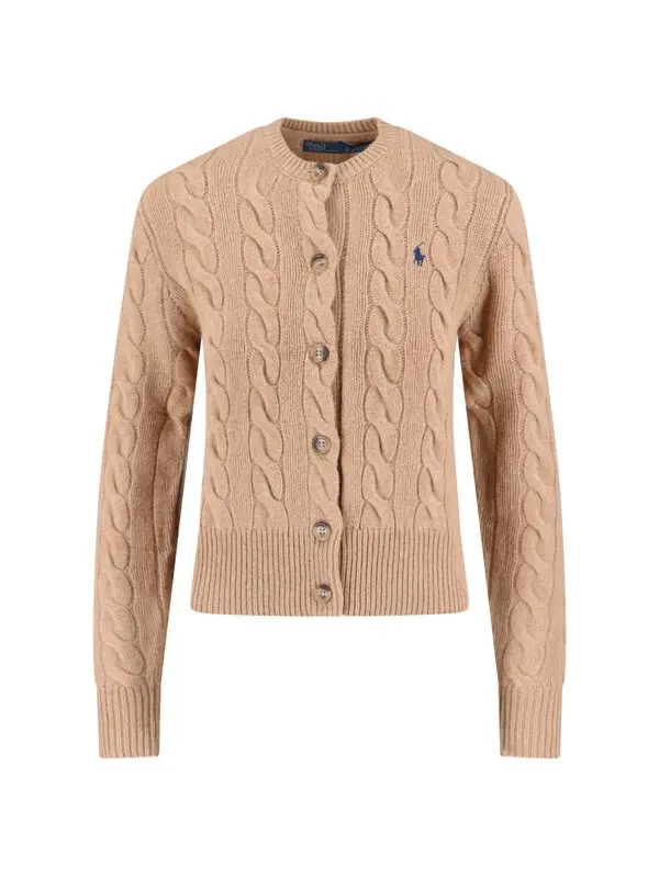 Polo Ralph Lauren Cable Knit Wool-cashmere Cardigan - Beige