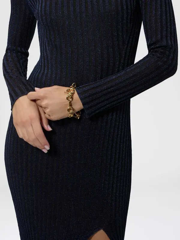 Missoni Ribbed Long Dress With Slit - Navy Blue