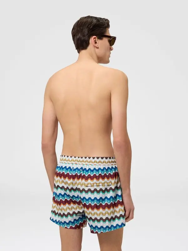Missoni Printed Swim Shorts With Greek Key Motif