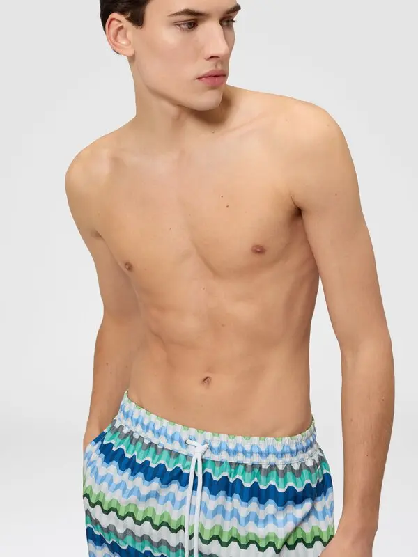 Missoni Printed Swim Shorts With Greek Key Motif
