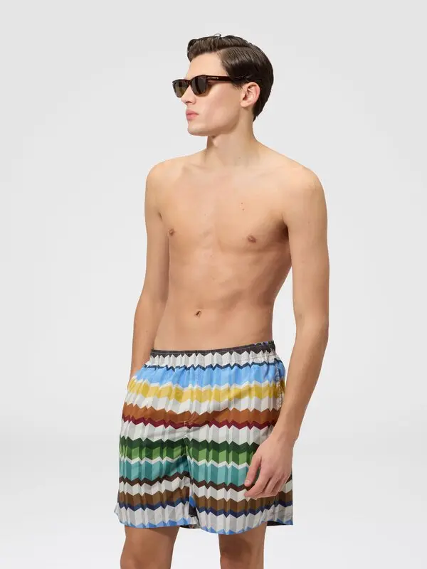 Missoni Long Printed Swim Shorts With Elastic Waistband