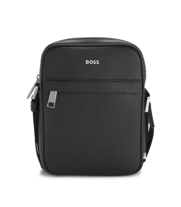 BOSS Leather Reporter Bag With Adjustable Logo Strap
