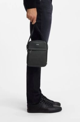BOSS Leather Reporter Bag With Adjustable Logo Strap