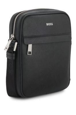BOSS Leather Reporter Bag With Adjustable Logo Strap