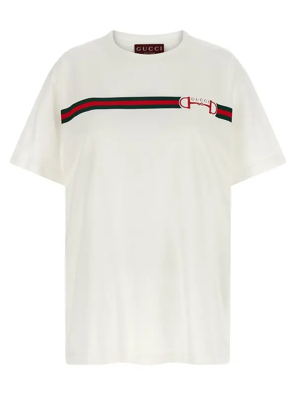 Gucci Nastro Web Print Cotton T-shirt - White
