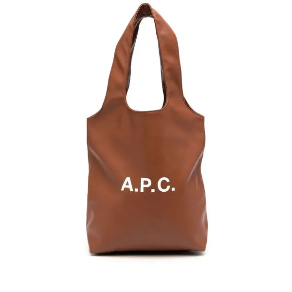 A.p.c. Caramel Faux Leather Logo Tote Bag - Brown