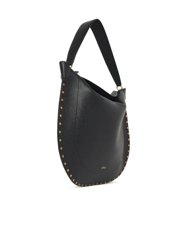 Isabel Marant Étoile Oskan Soft Leather Hobo Bag With Stud Embellishments - Black
