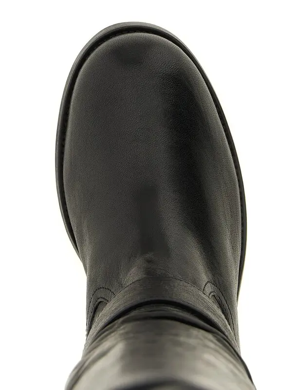 JIMMY CHOO Biker Kb Knee-high Leather Boots With Buckle Detailing