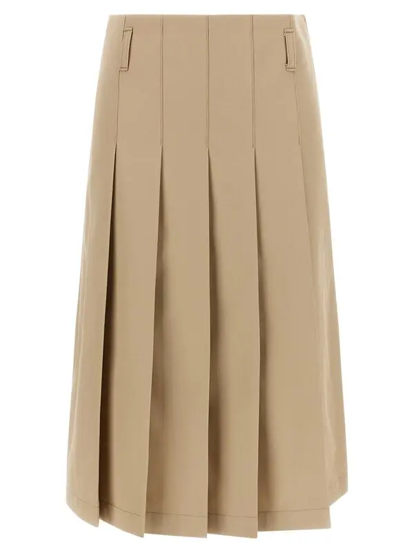 A.p.c. Pleated Midi Skirt In Organic Cotton - Cream