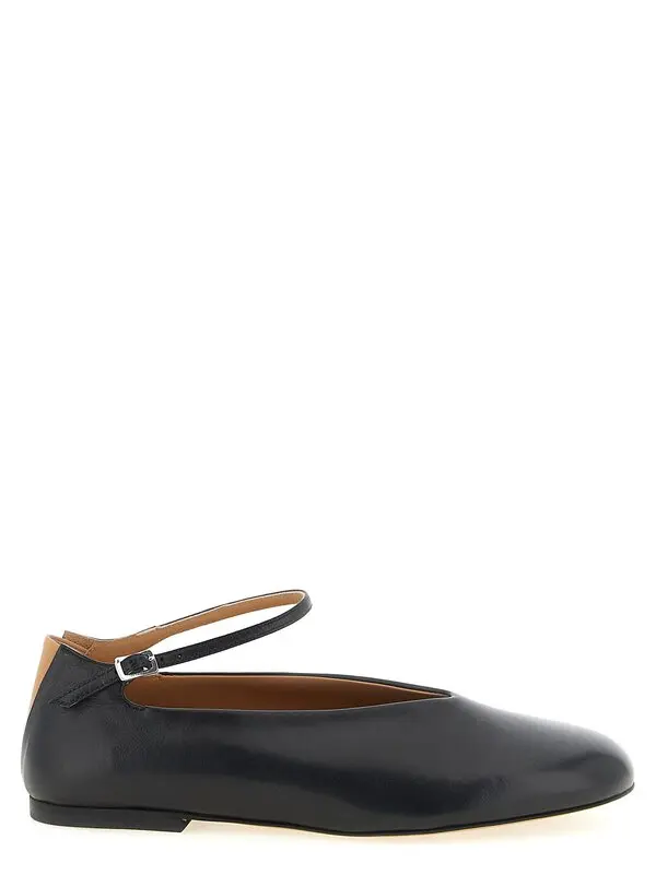 JIL SANDER Calfskin Elyss Ballet Flats - Black