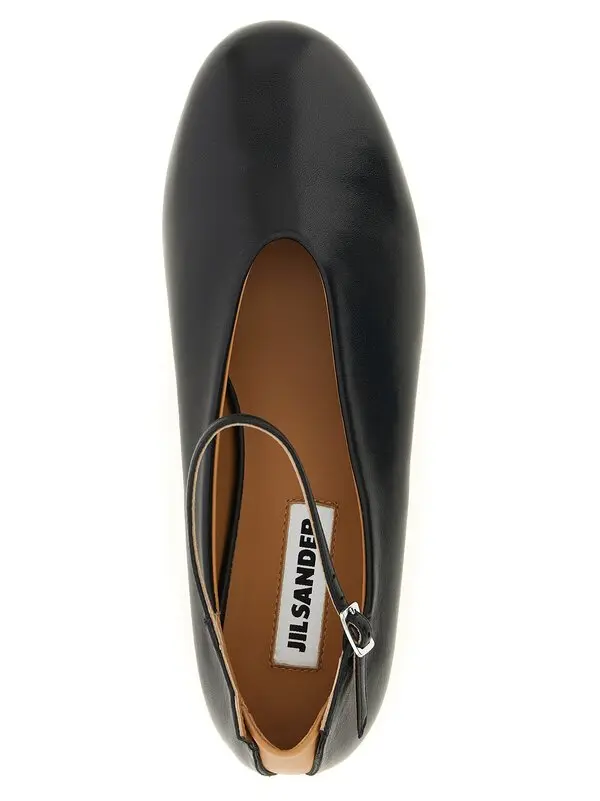 JIL SANDER Calfskin Elyss Ballet Flats - Black