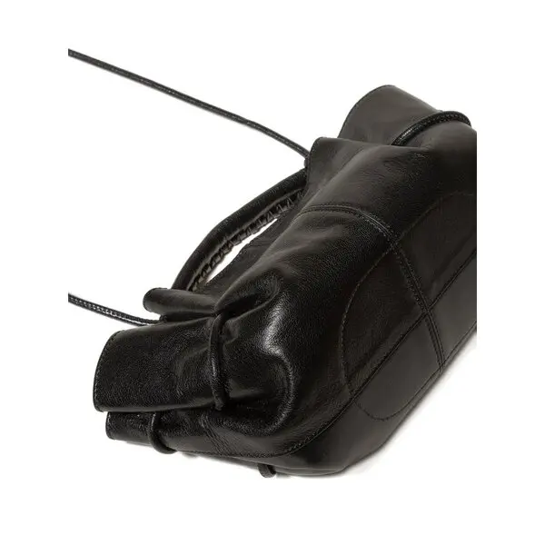 Hereu Lambskin Satchel With Braided Handle - Black