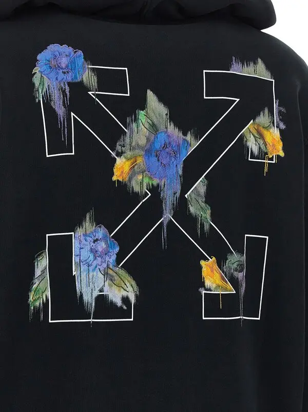 Off-White Arrow Out Flower' Hoodie - Black