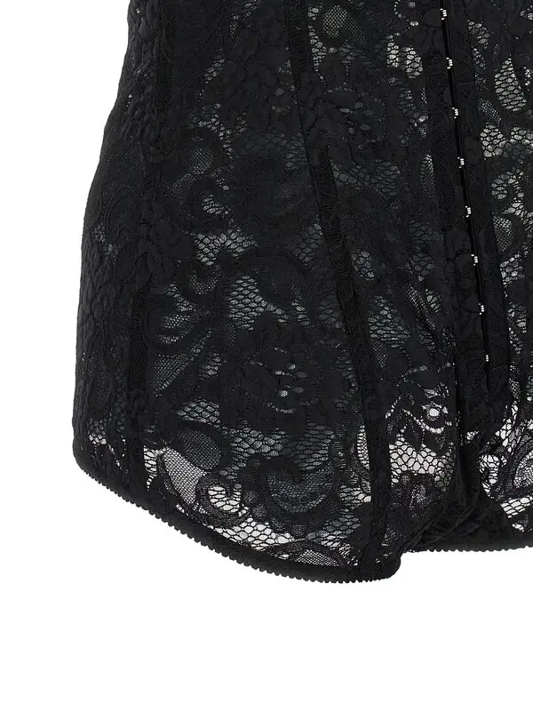 Dolce & Gabbana Satin And Lace Corsetry Bodysuit - Black