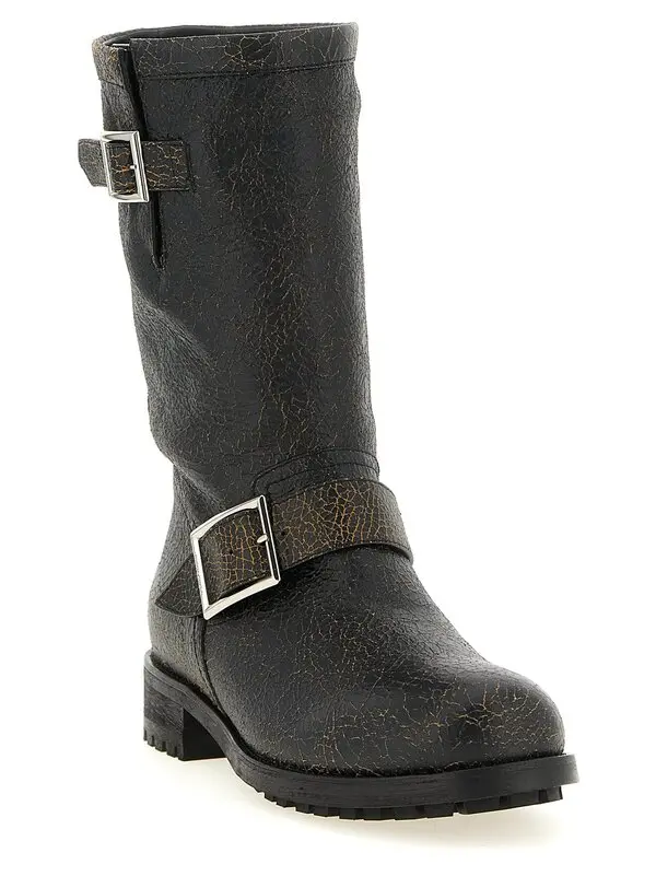 JIMMY CHOO Biker Mid Ankle Boots - Black