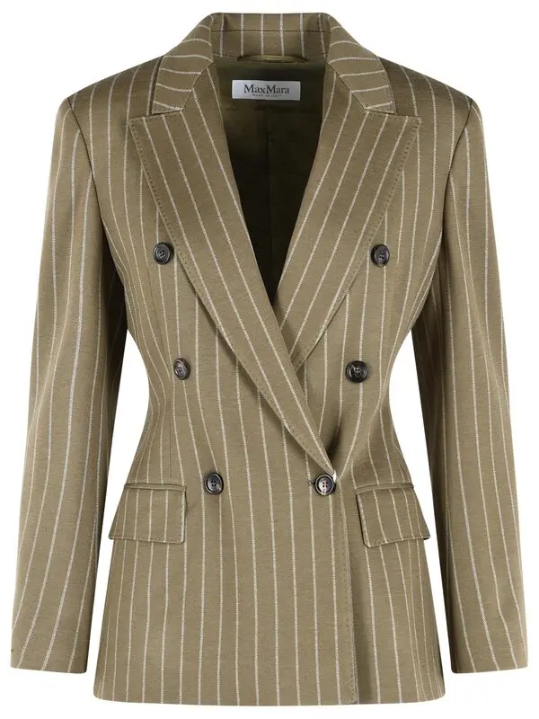 Max Mara Balta Pinstripe Blazer In Viscose And Virgin Wool - Green