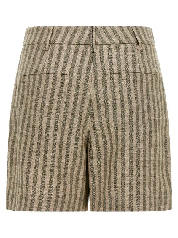 Brunello Cucinelli Striped Linen Blend Bermuda Shorts - Green