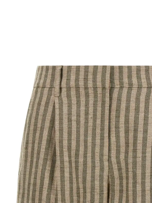 Brunello Cucinelli Striped Linen Blend Bermuda Shorts - Green