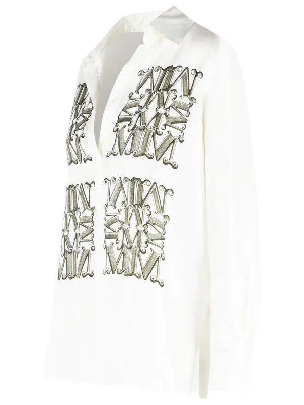 Max Mara Silk Twill Shirt With Knot Button Cuffs - Green