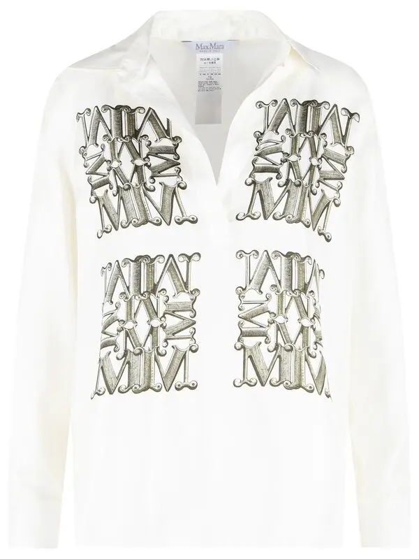 Max Mara Silk Twill Shirt With Knot Button Cuffs - Green