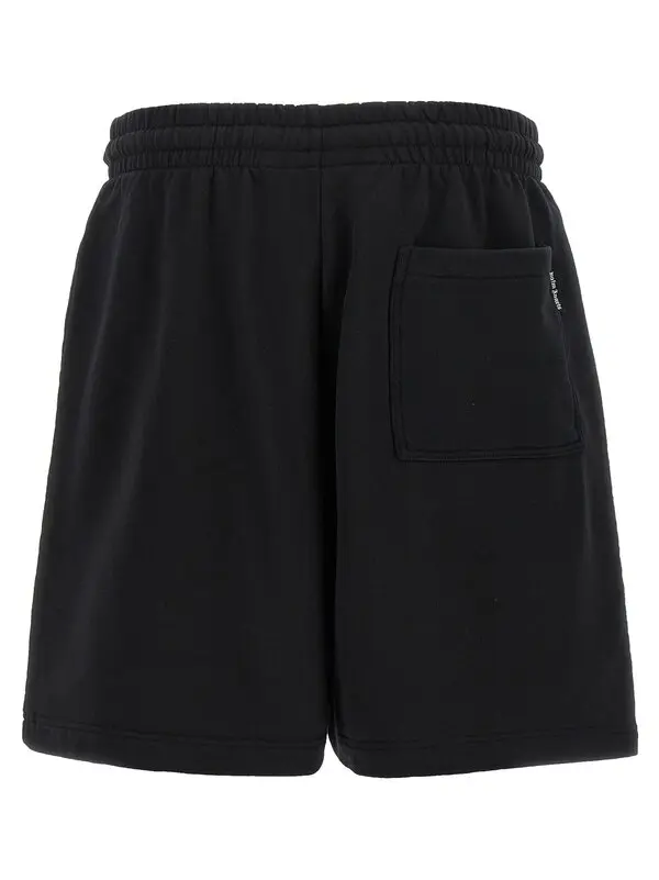 Palm Angels Logo Print Cotton Bermuda Shorts